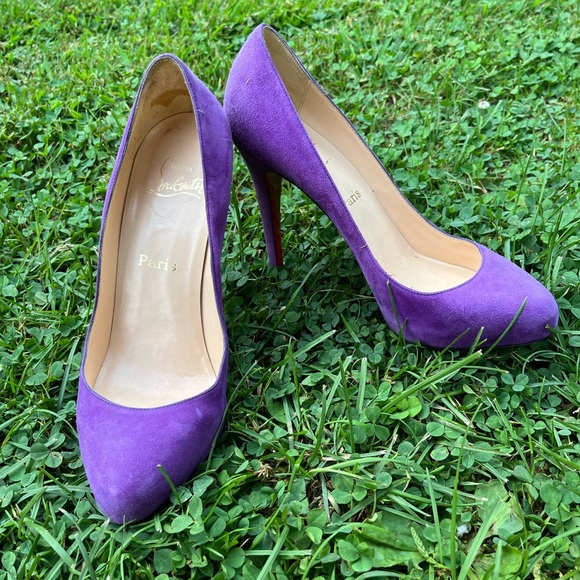 Christian Louboutin | Shoes | Christian Louboutin Purple Velvet Pumps ...